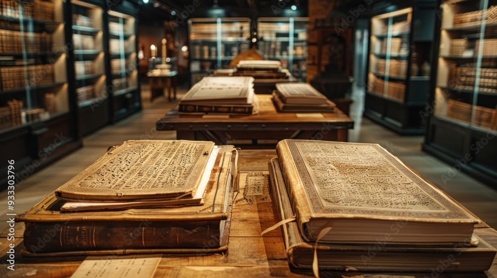 The image shows a detailed view of the ancient religious texts and ...