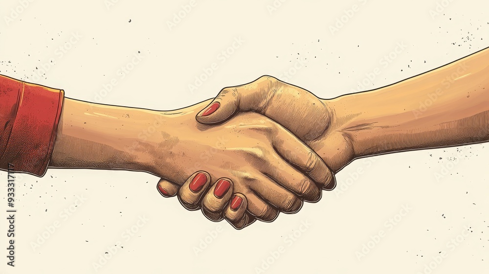 Hands meet in a firm handshake, representing partnership and mutual ...