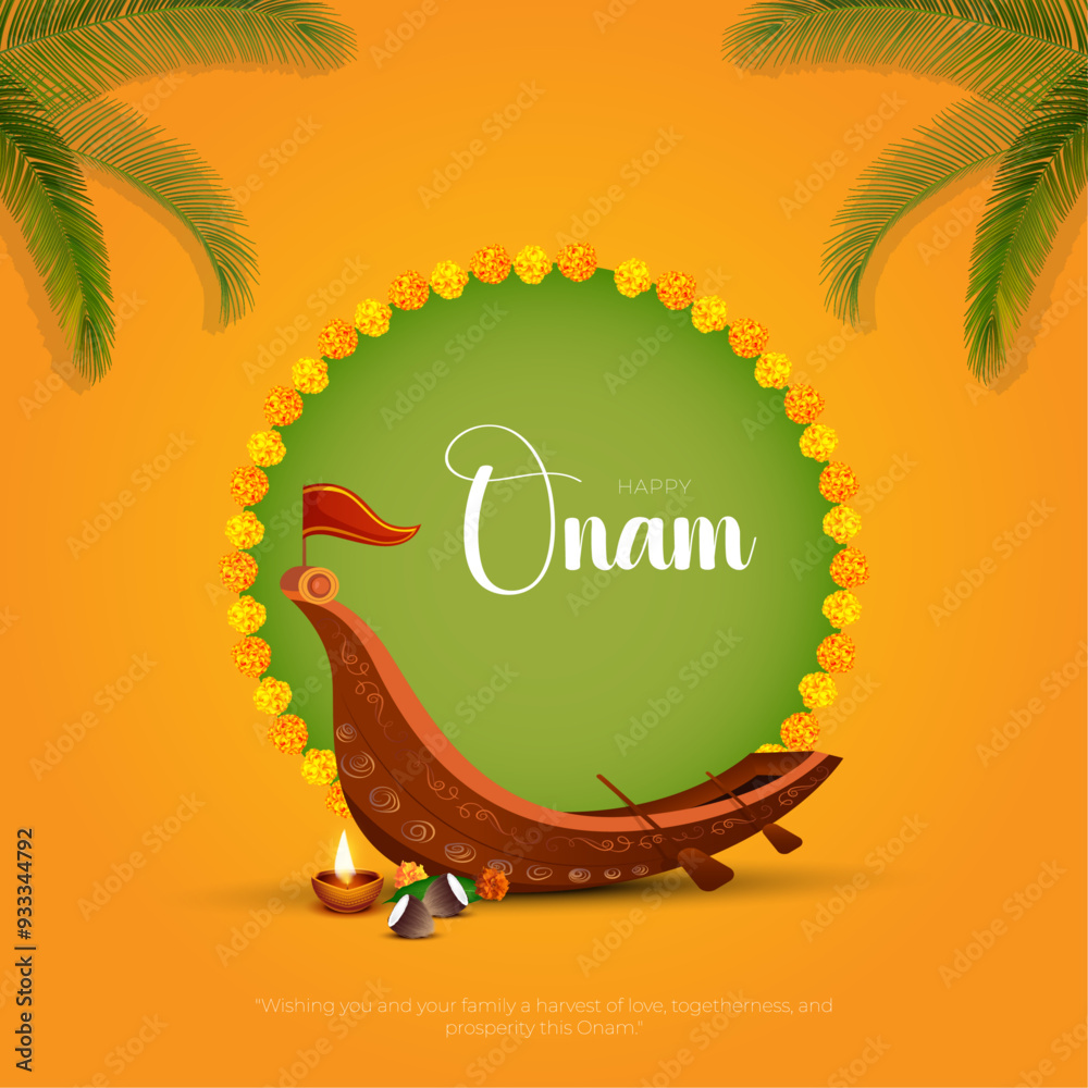Happy Onam Post and Greeting Card. Minimal and Modern Onam Festival ...