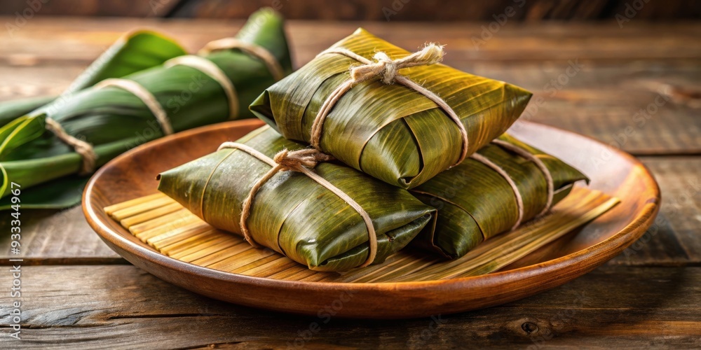 Traditional Dominican dish, Pasteles en Hoja wrapped in plantain leaves ...