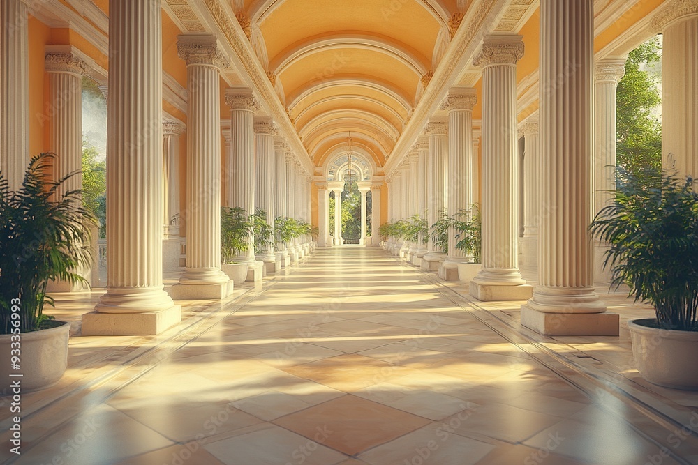 Admire the grandeur of columns and symmetry in regal architectural ...