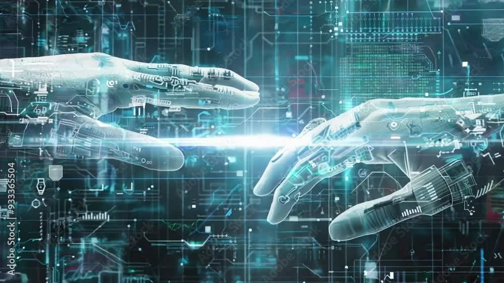 Bridging Realities: Human and AI hands reach towards each other ...