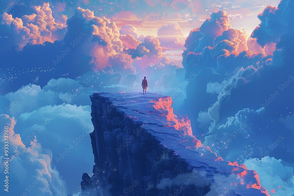 An animation sequence depicting a character leaping between vibrant ...