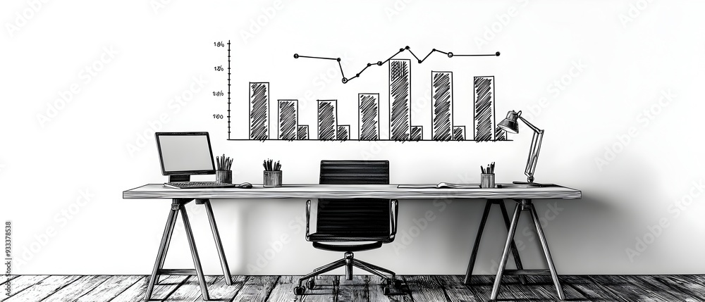 Carefully hand drawn bar graph visualizing quarterly business metrics ...