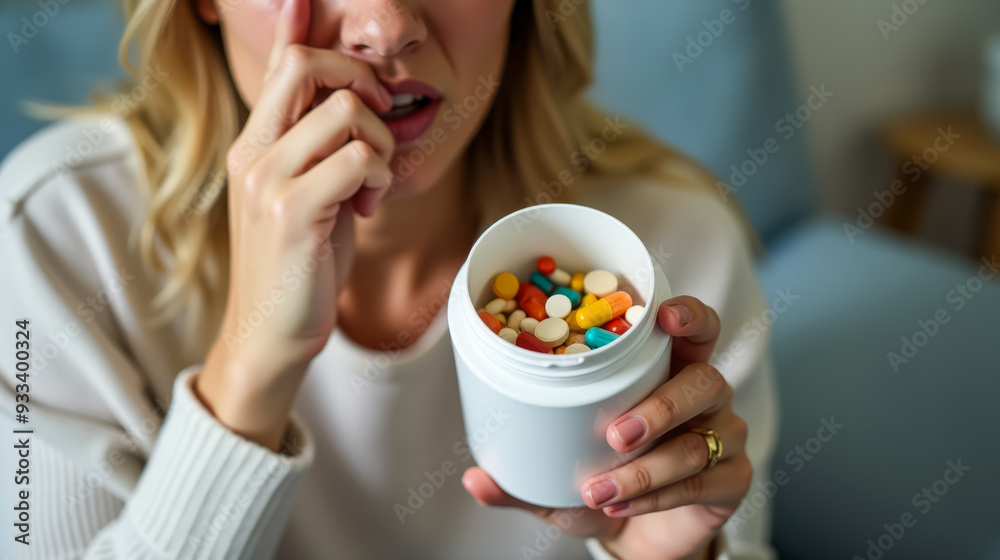 Overwhelmed by choice, person contemplates which pill to take from ...