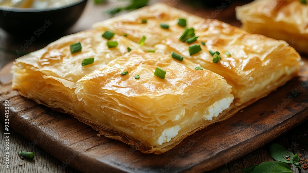 Burek with cheese - national dish, popular in the Balkans. Byrek ...