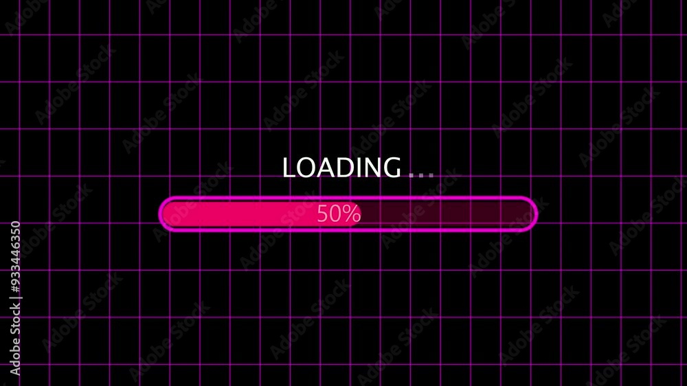 Video animation of a pixelated loading bar and the message loading on ...