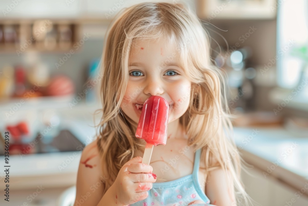 Cute girl flowing hair embracing innocent outdoor adventure. A child ...