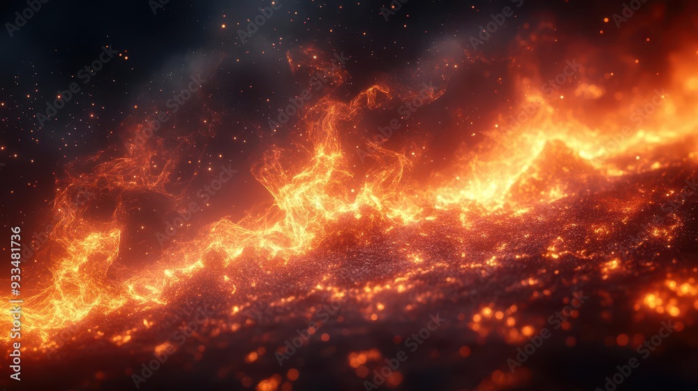 mystical inferno border dancing flames and embers smoky tendrils ...