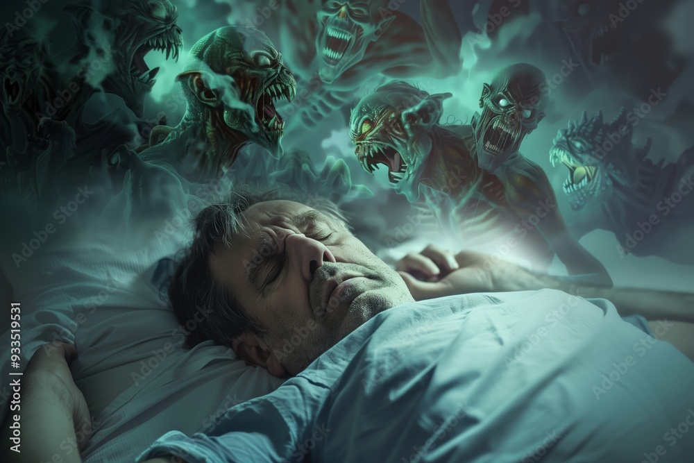 Sleep turns horror man grotesque monsters invade his mind. Terrifying ...