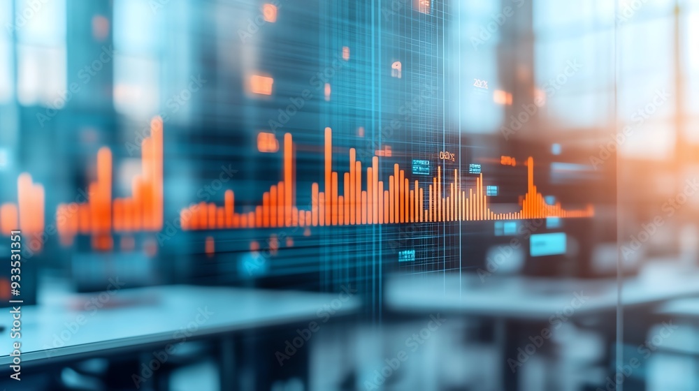 Modern digital interface displaying colorful data visualization ...
