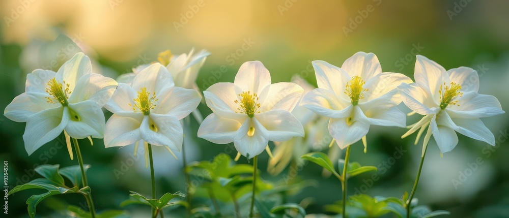 The delicate beauty of columbines, their unique spurred petals adding a ...