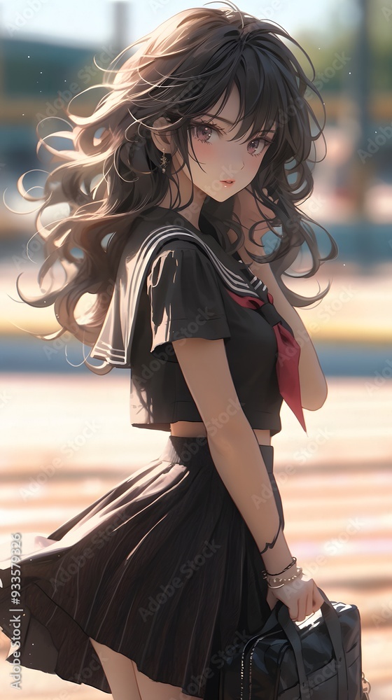 An anime-style full-body painting in high-definition, showcasing a ...