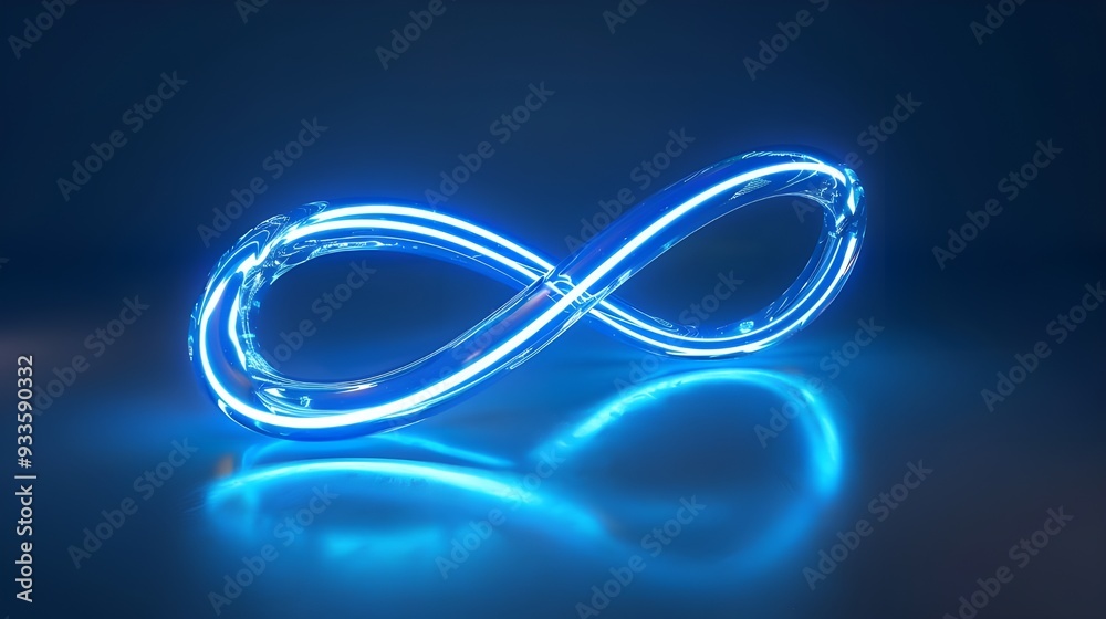 Limitless wave brush logo, neon circle effect, loop symbol, energy ...