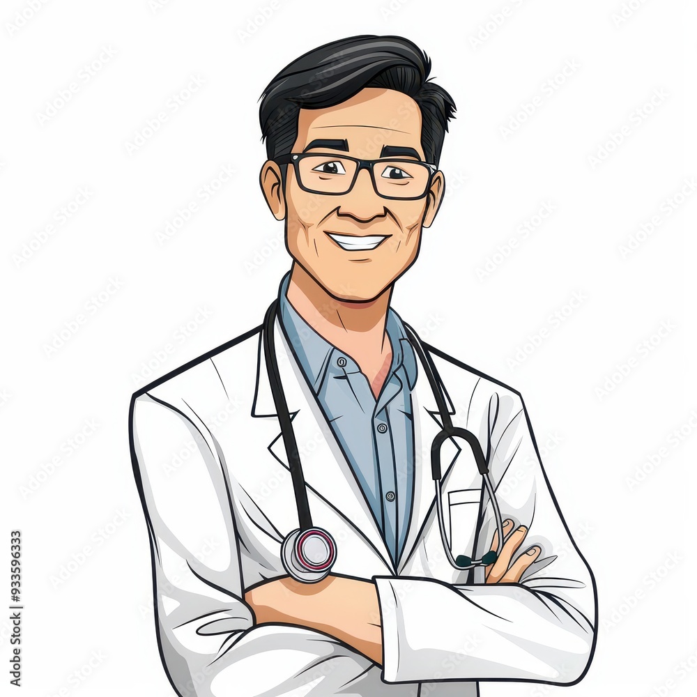 Confident Doctor Cartoon Illustration: A friendly and approachable ...