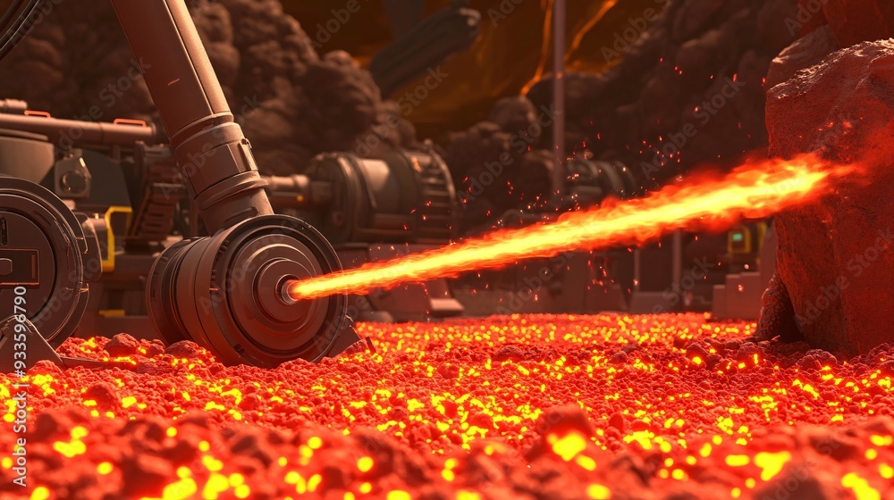 A scene of a laser used in the mining industry for precision extraction ...