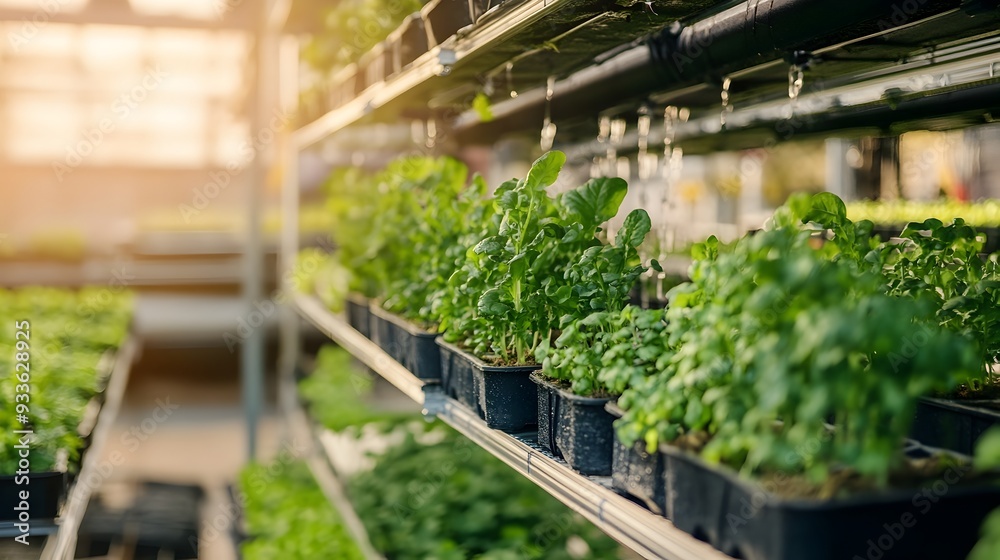 Hydroponic Vertical Farming Setup with Water and Nutrient Solution ...
