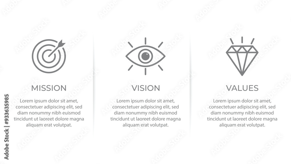 Mission, Vision and Values of company in modern flat design concept for ...