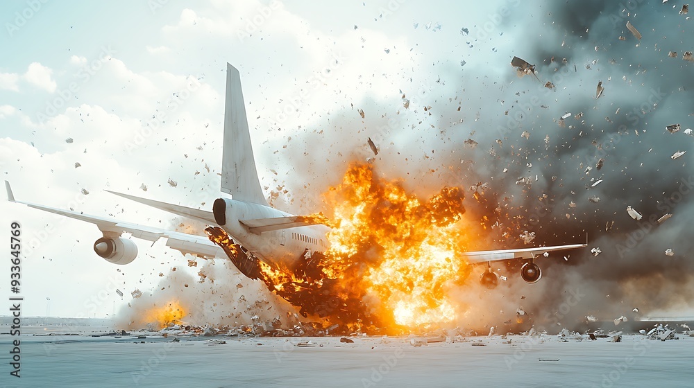 Catastrophic Aircraft Explosion in Hyper-Realistic Cinematic Scene on ...