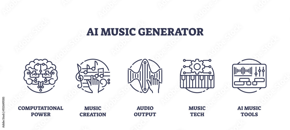 AI music generator with artificial audio creation outline collection ...
