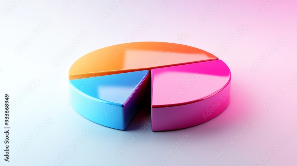 High-resolution image of a 3D pie chart with gradient colors and glossy ...