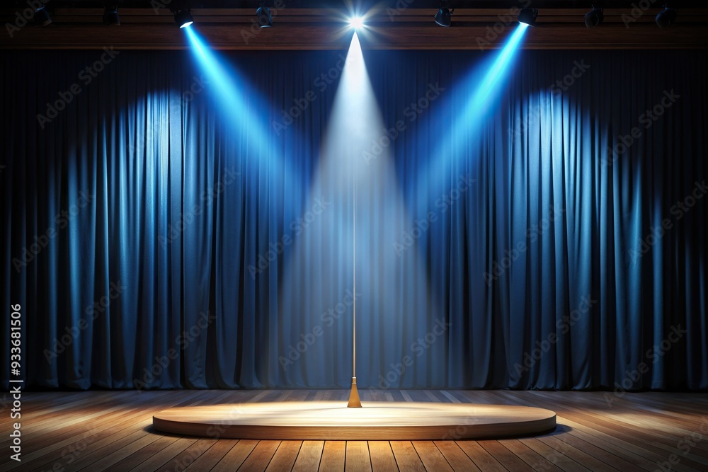 An empty stage with a single spotlight shining down, theatrical ...