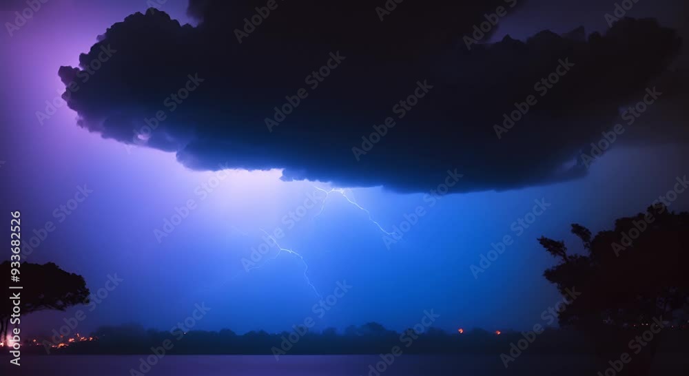Lightning strikes Electrical storm on black background Electric ...
