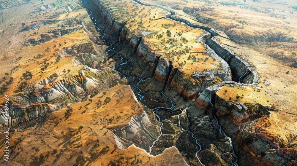Detailed illustration of a fault line, highlighting the movement of ...