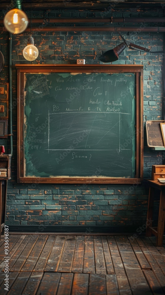 Vintage Classroom Chalkboard with Handwritten Notes in Rustic ...
