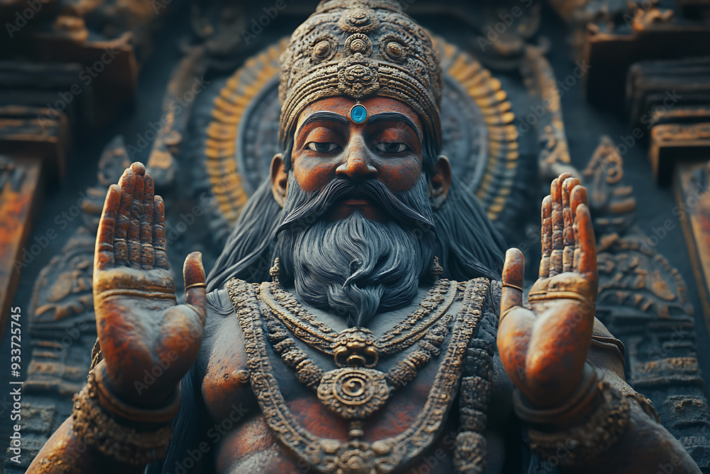 A depiction of Vishnu, the Hindu god known as the preserver of the ...