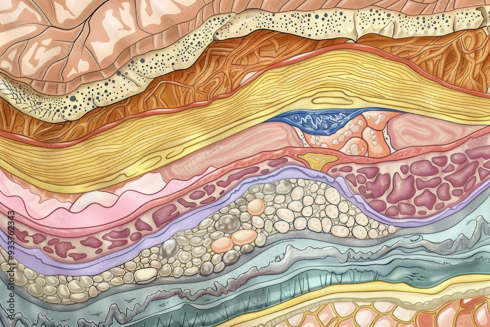 Light micrograph of human esophagus mucosa, showcasing non-keratinized ...