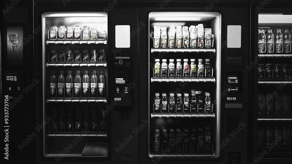 Blank black and white vending machine snacks and drinks mockup Stock Illustration | Adobe Stock