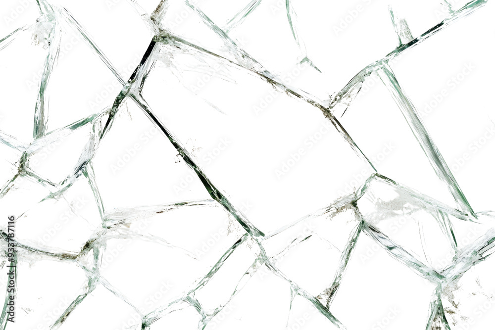 High-resolution image of shattered glass with intricate cracks and ...