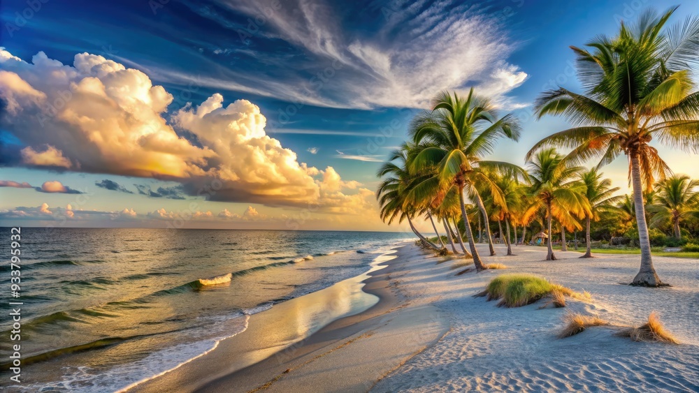 Sun-kissed beach scene in Fort Myers, Florida, featuring a serene Gulf ...