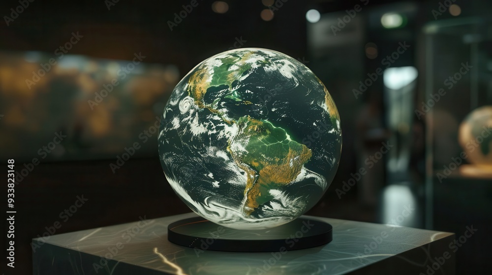 miniature holographic earth encased in sustainable nanotech sphere ar ...