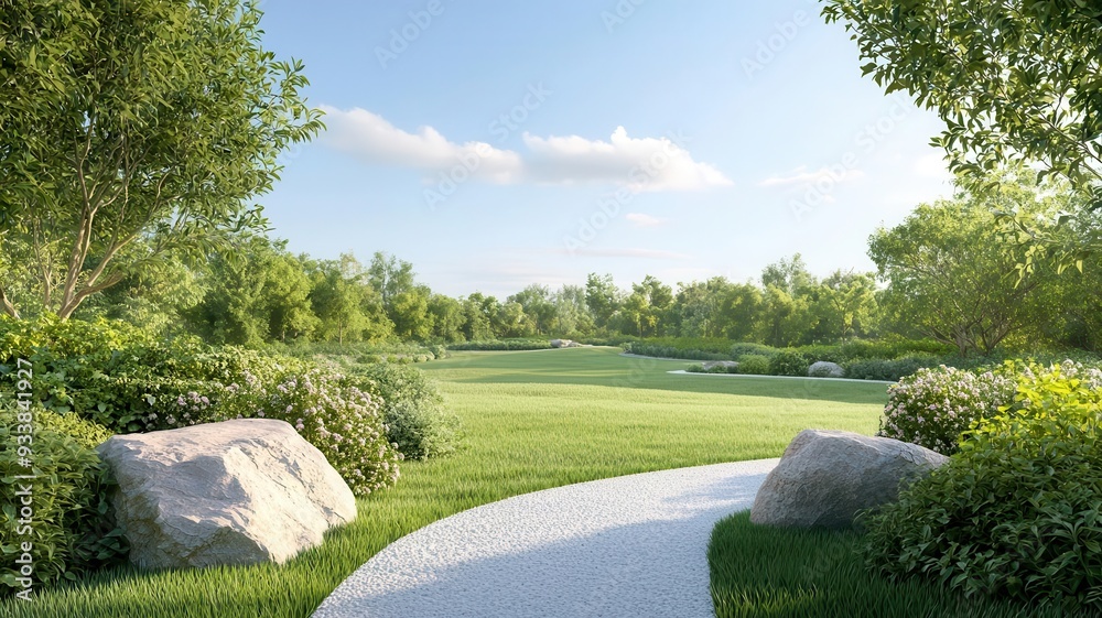 Landscape architect designing a park using 3D modeling software, modern ...
