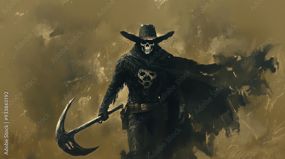 Grim Reaper Marshal: A marshal with a skeletal face hidden under a ...