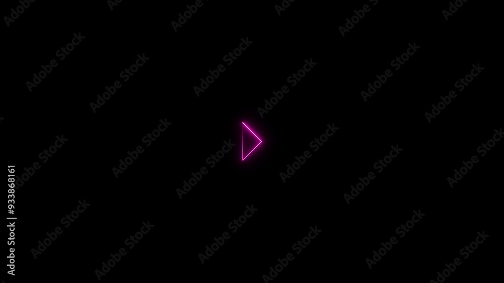 neon play button icon animation. glowing play button animation. Press ...