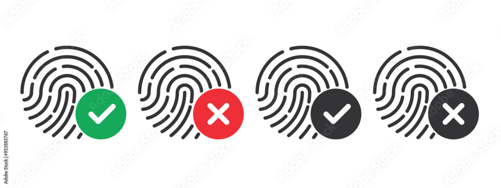 Fingerprint and biometric scanner icon. Fingerprint line symbol ...