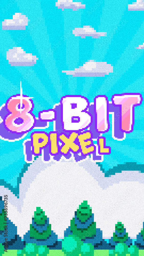 Vertical Pixel 8-bit Title Stock Template | Adobe Stock