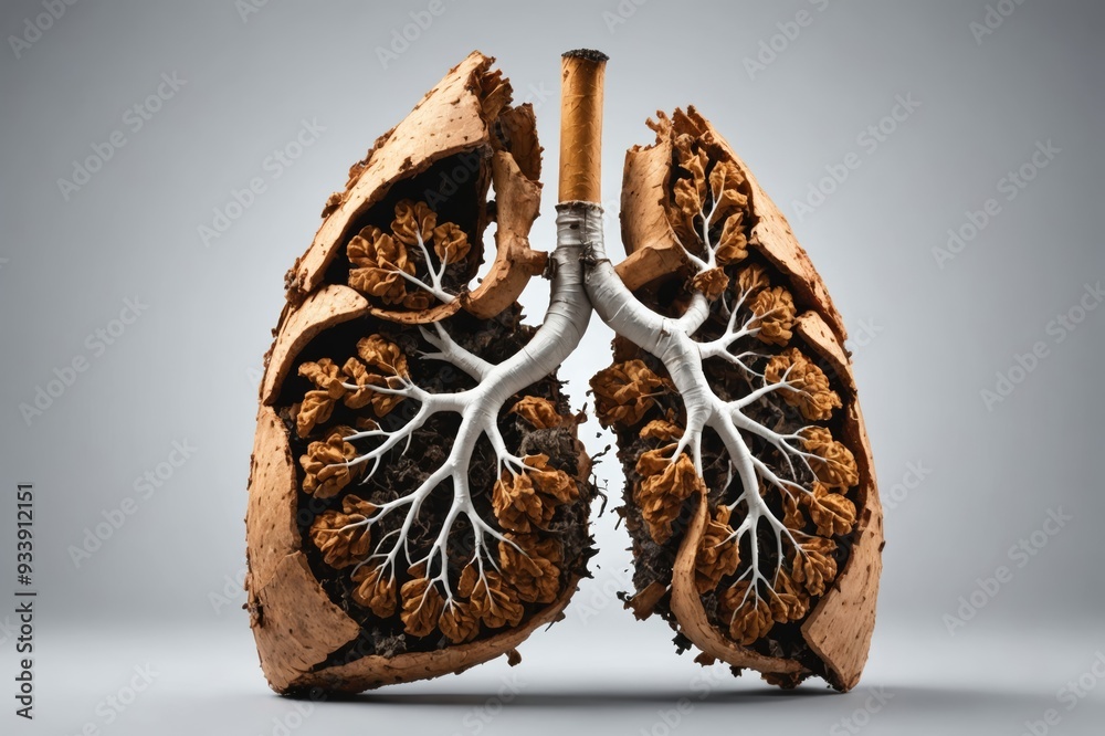 Image of human lungs damaged by tobacco and cigarette smoking Stock ...