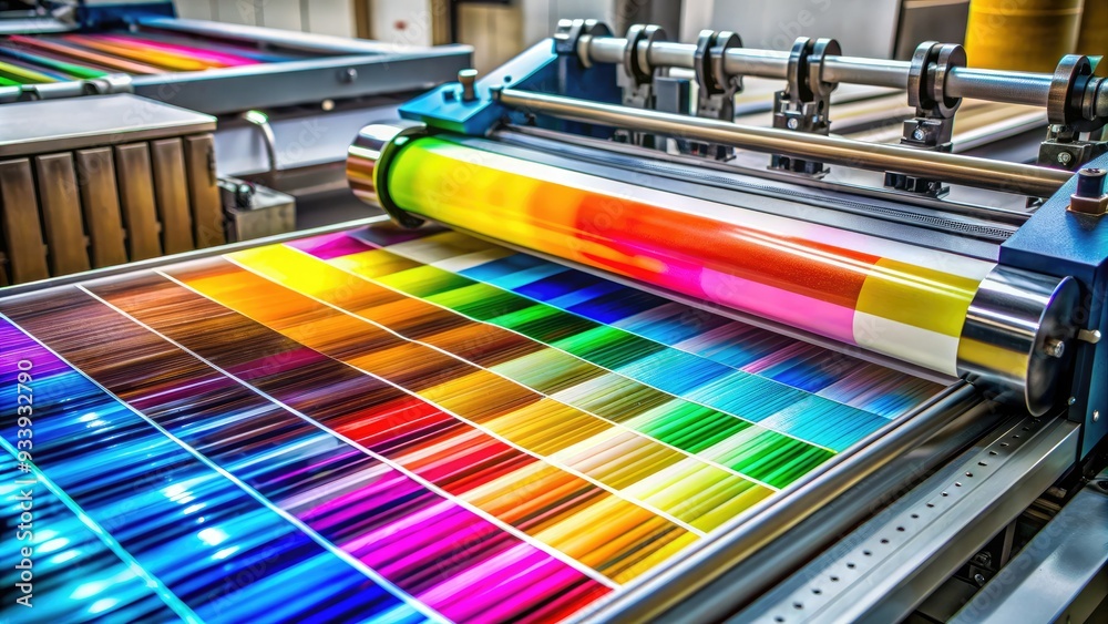 Vibrant spectrum of colorful paint swatches and ink cartridges ...