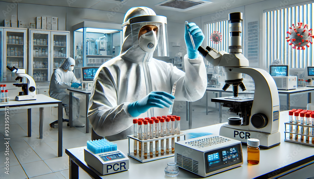 Laboratory setting where healthcare professional is conducting ...