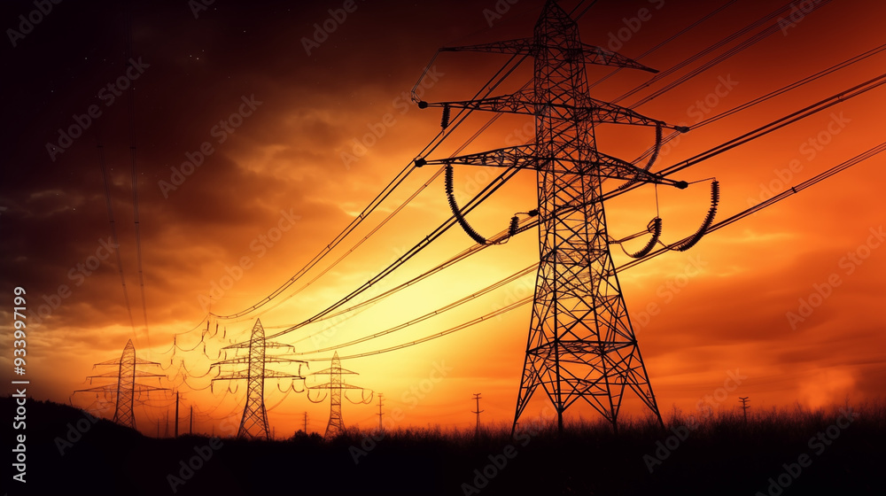 Electricity distribution station. high voltage electric transmission ...
