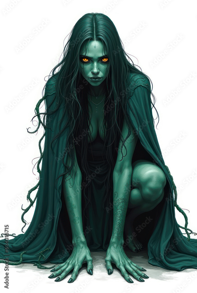 Cursed Elf with Glowing Eyes , dark fantasy aesthetic, high-detail ...