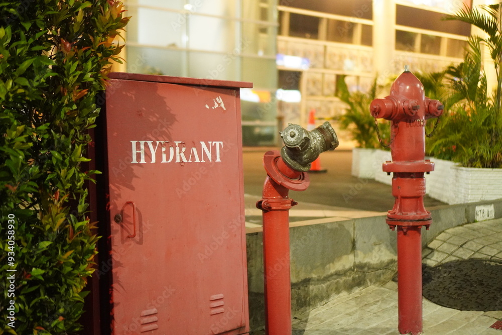 Fire Hydrant Red Box, Safety On Mall, Firefighter Hydrant, Water supply ...