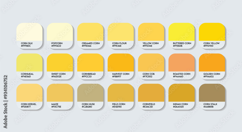 Corn Color Palette, Corn Green Color Guide Palette with Color Names ...