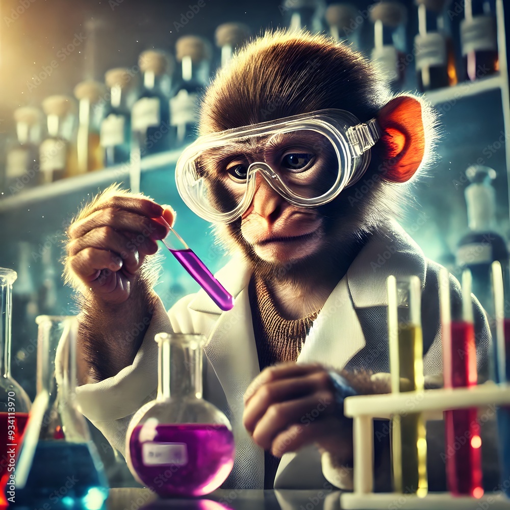 Smart Monkey Engineer – Adorable and Quirky Art Print of a Monkey ...