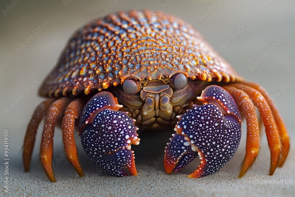 Close-up of a Vibrant Crab with Orange Claws and a Speckled Shell - A ...