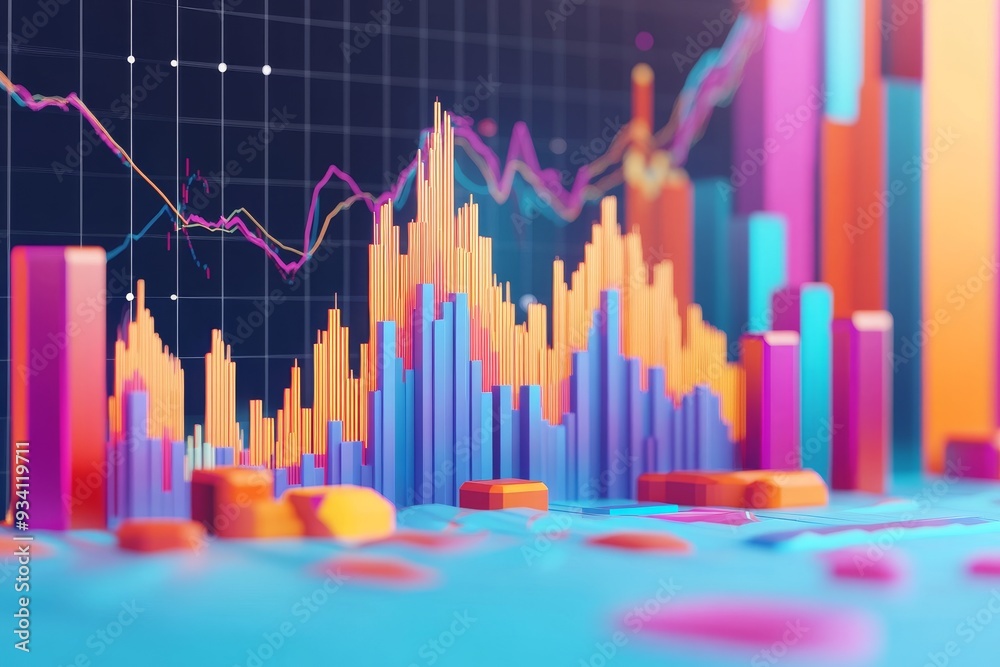 Colorful 3D Bar Graph Showing Growth and Data Trends - A colorful 3D ...